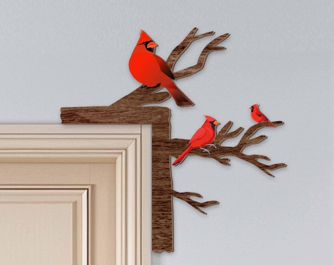 Cardinal Wooden Door Frame Sign/cardinal Door Trim Topper/red Birds ...