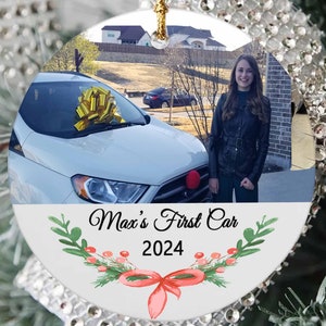 First Car Christmas Ornament, Personalized Photo New Car Ornament 2024 ...