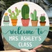 Personalized Cactus Teacher Door Sign, Potted Plants Classroom Door ...