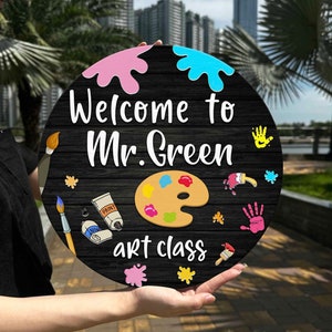 Personalized Art Teacher Hanging Door Sign, Teacher Art Class Sign, Art ...