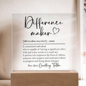 Difference Maker Definition Plaque, Meaningful Present for Teacher ...
