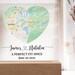 Personalized Heart Map Acrylic Sign, Anniversary Gifts for Couple, Long ...