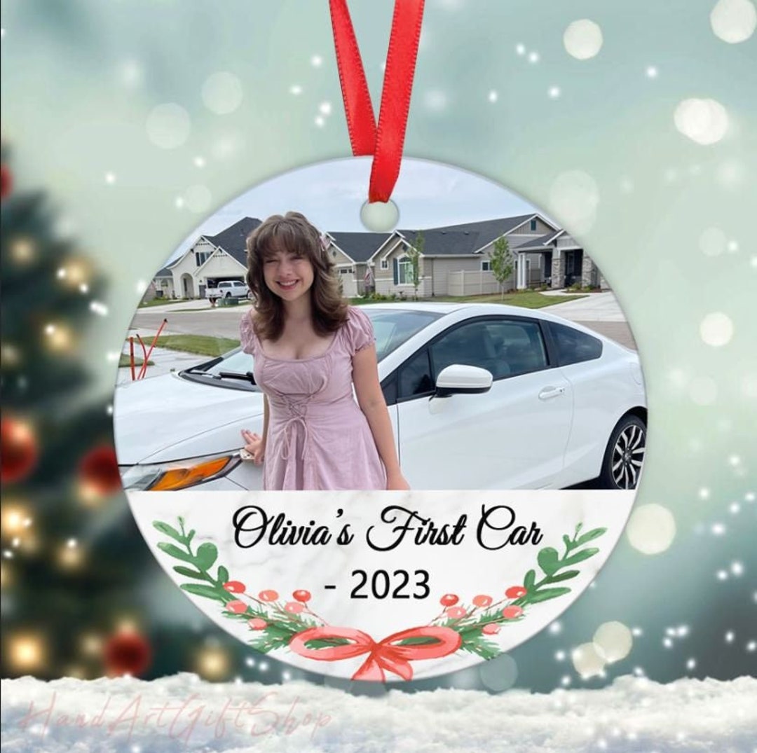 First Car Christmas Ornament, Personalized Photo New Car Ornament 2023 ...