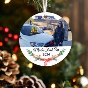 First Car Christmas Ornament, Personalized Photo New Car Ornament 2024 ...