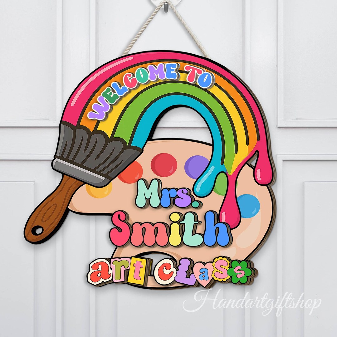 3D Art Teacher Door Sign, Art Class Sign, Custom Teacher Name Sign ...