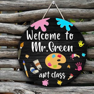 Personalized Art Teacher Hanging Door Sign, Teacher Art Class Sign, Art ...