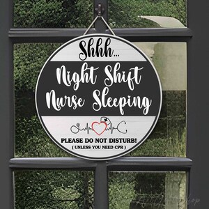 Nurse Sleeping Door Sign, Night Shift Nurse Round Sign, Do Not Disturb ...