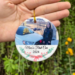 First Car Christmas Ornament, Personalized Photo New Car Ornament 2024 ...