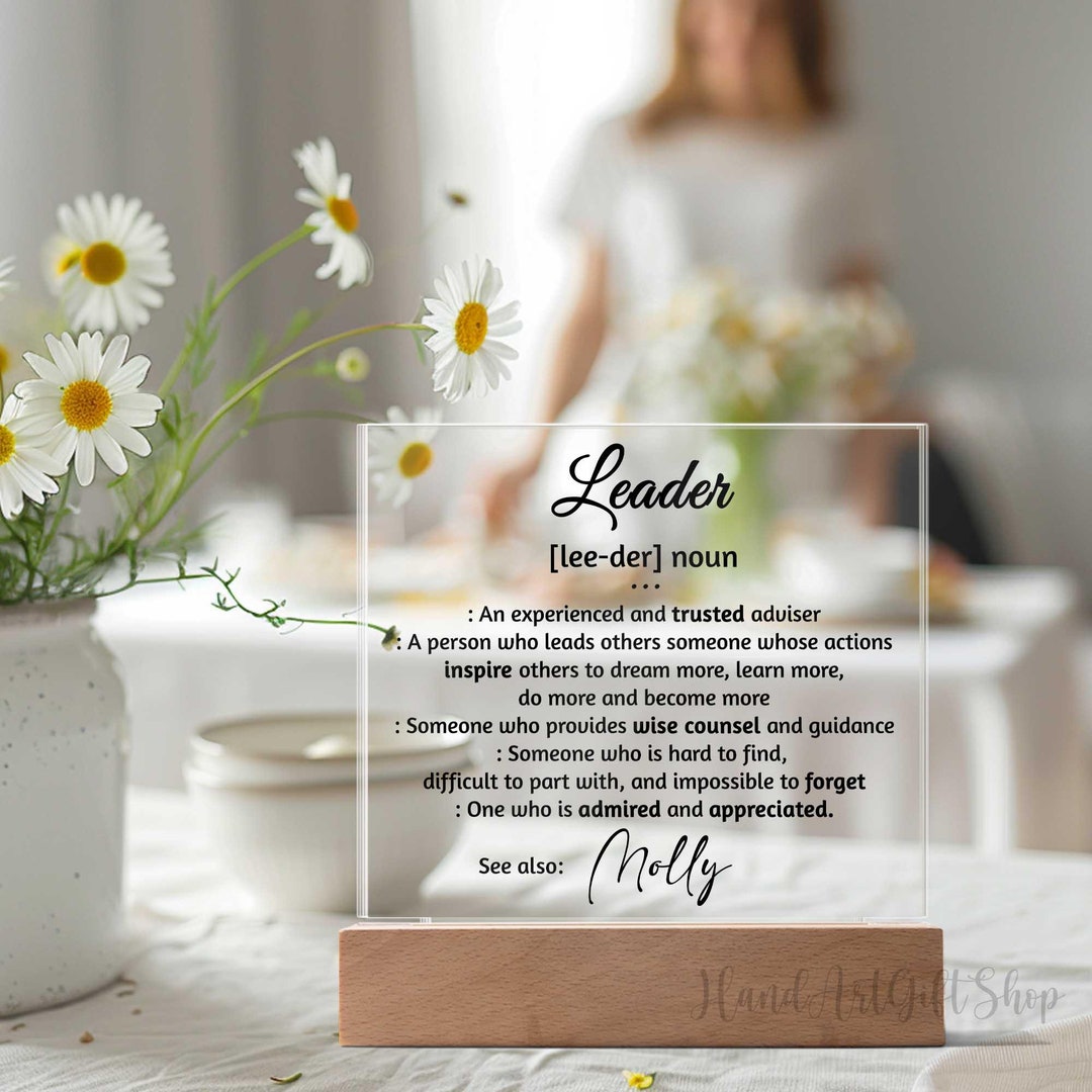 Personalized Leader Definition LED Plaque With Stand, Leader Acrylic ...