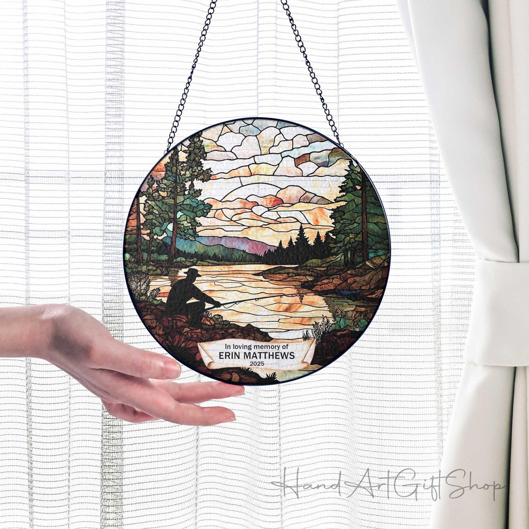 Fishing Memorial Suncatcher, Gone Fishing in Heaven Window Hanging ...
