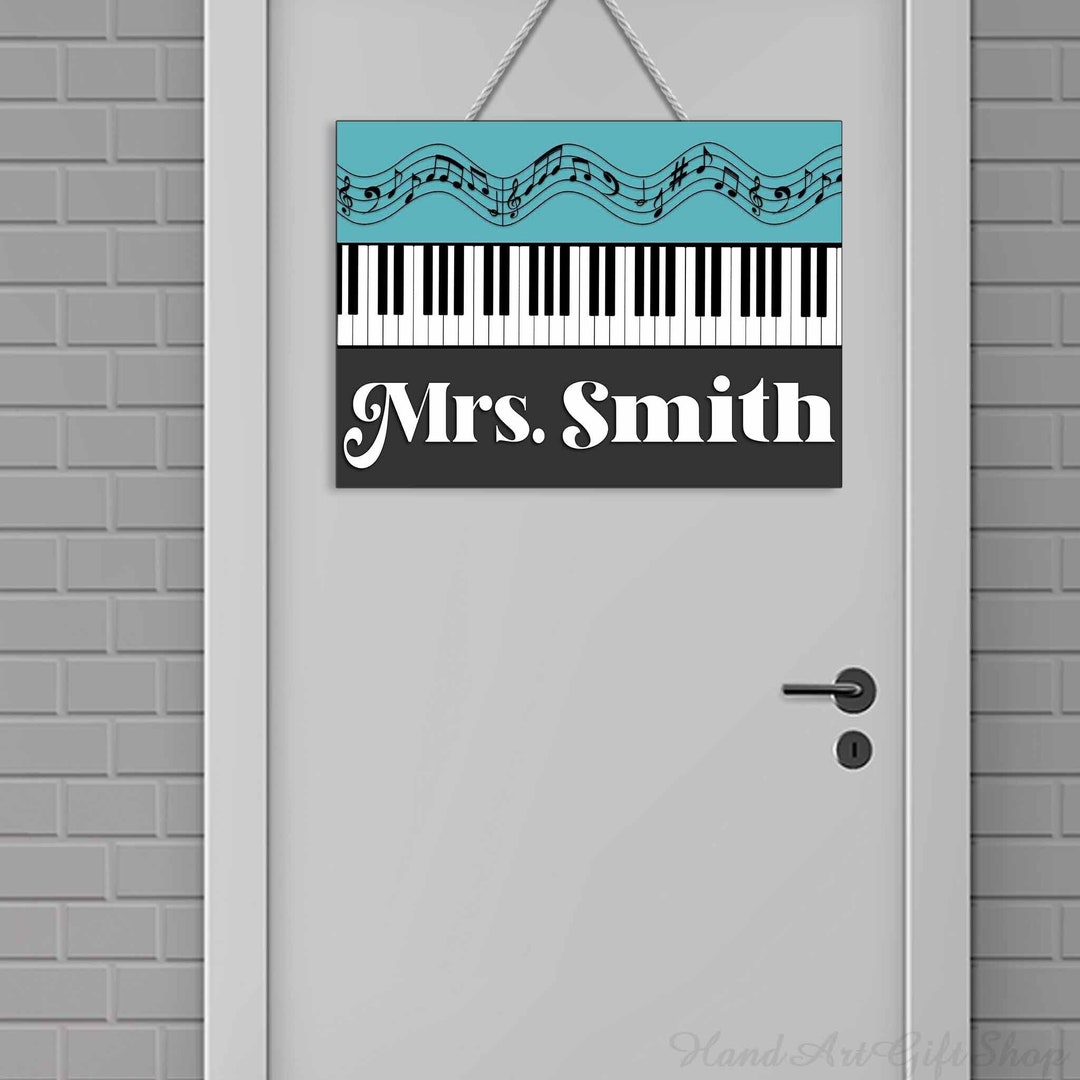 Custom Music Teacher Door Sign, Music Classroom Door Hanger, Piano ...