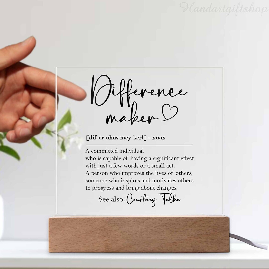 Difference Maker Definition Plaque, Meaningful Present for Teacher ...