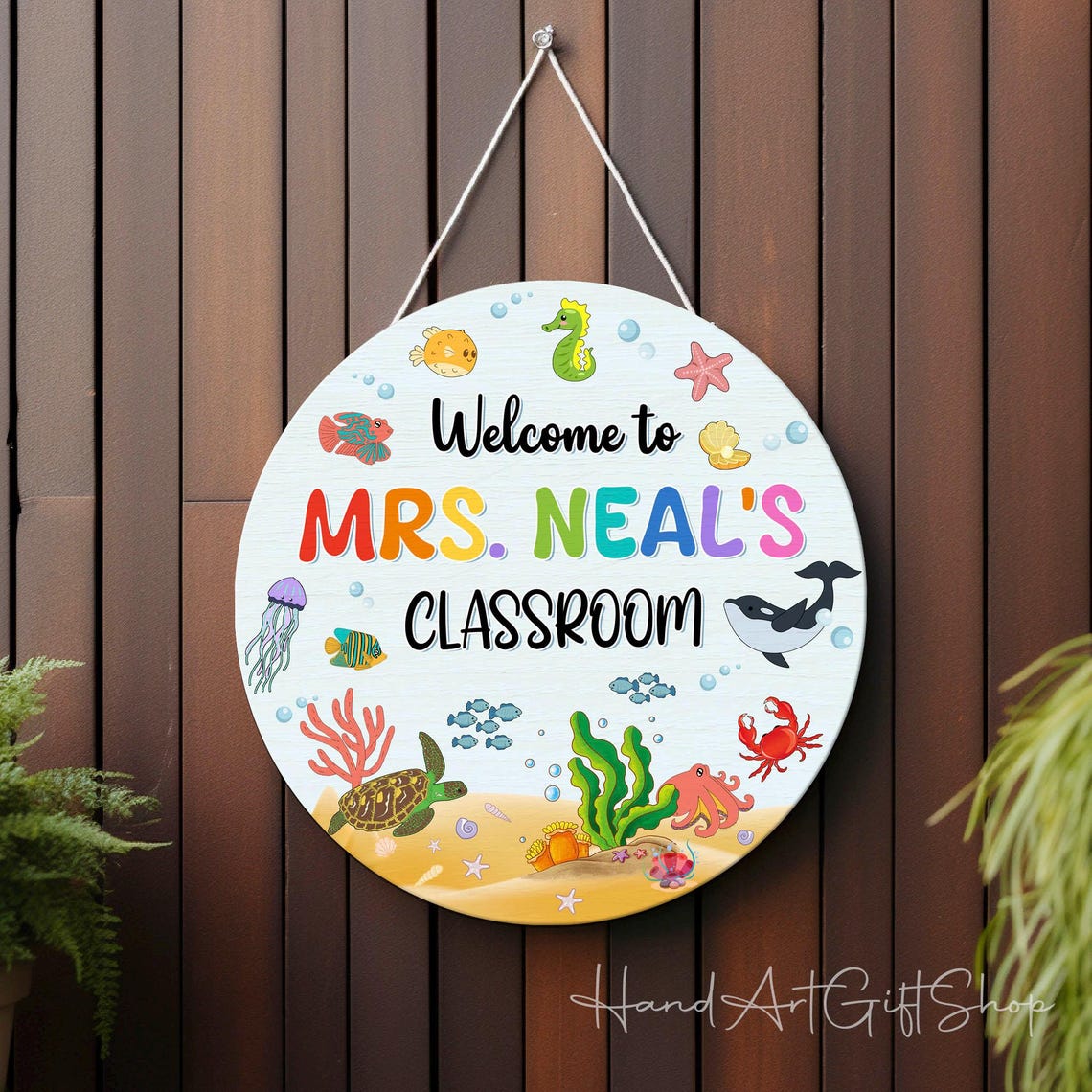 Personalized Classroom Door Sign, Ocean Sea Themed Door Sign, Teacher ...