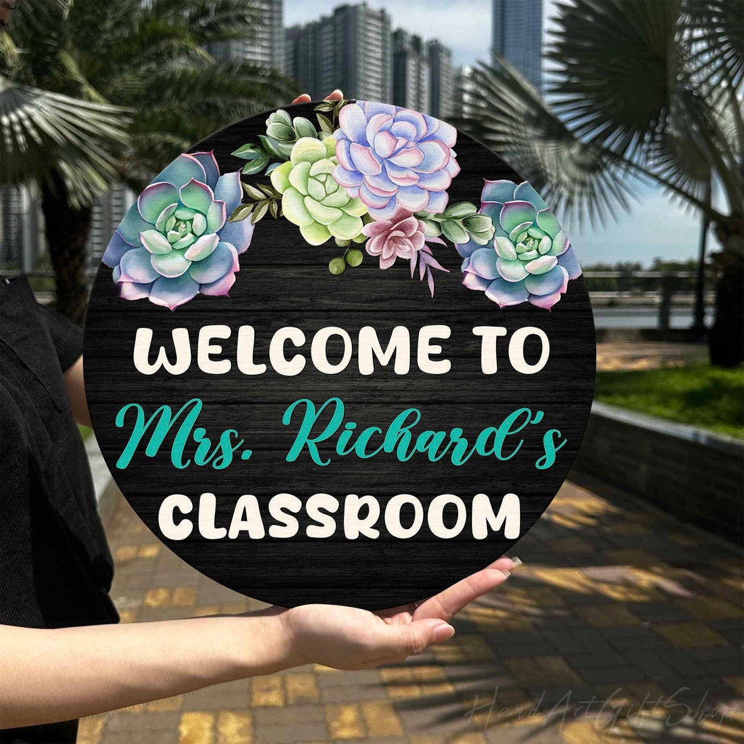 Personalized Succulents Door Sign, Cactus Teacher Door Sign, Teacher ...