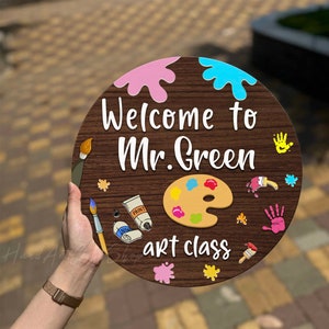 Personalized Art Teacher Hanging Door Sign, Teacher Art Class Sign, Art ...
