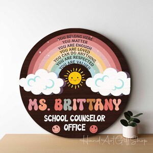 School Counselor Wooden Door Sign, School Psychologists Personalized ...