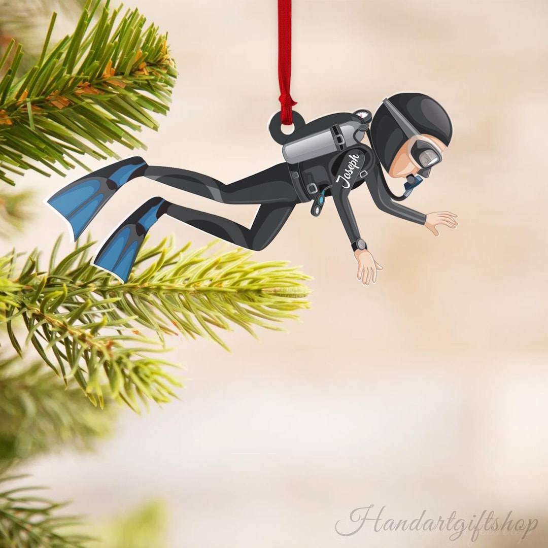 Personalized Scuba Diver Acrylic Ornament, Scuba Diver Christmas ...