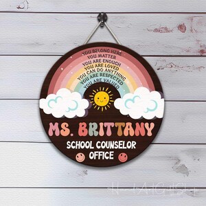 School Counselor Wooden Door Sign, School Psychologists Personalized ...