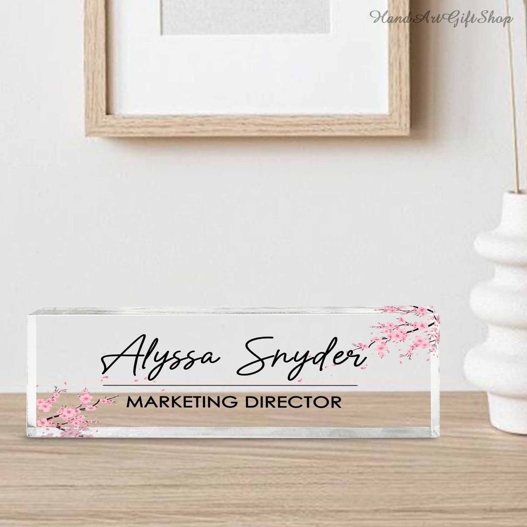 Personalized Name Desk Plate, Minimalist Acrylic Desk Nameplate ...
