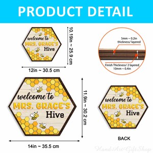Personalized Bee Classroom Teacher Door Sign, Bee Teacher Door Hanger ...