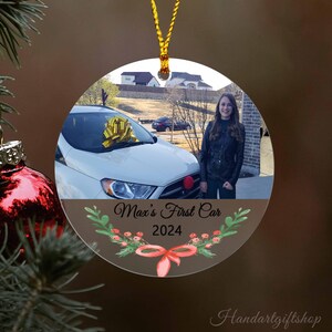 First Car Christmas Ornament, Personalized Photo New Car Ornament 2024 ...
