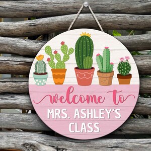 Personalized Cactus Teacher Door Sign, Potted Plants Classroom Door ...