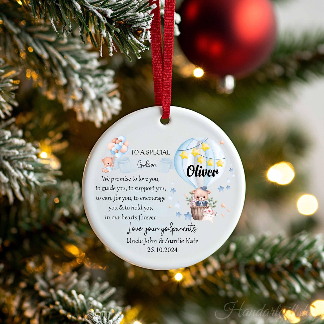 Promise to Godchild Christening Baptism Ornament, Baby Teddy Bear ...