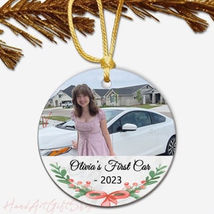 First Car Christmas Ornament, Personalized Photo New Car Ornament 2023 ...