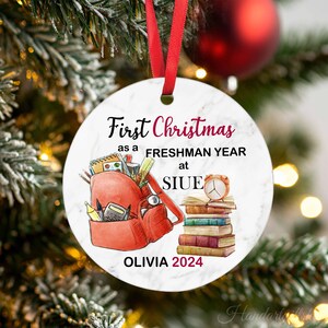 New College Student Ornament, Freshman Year Christmas Ornament, Custom ...