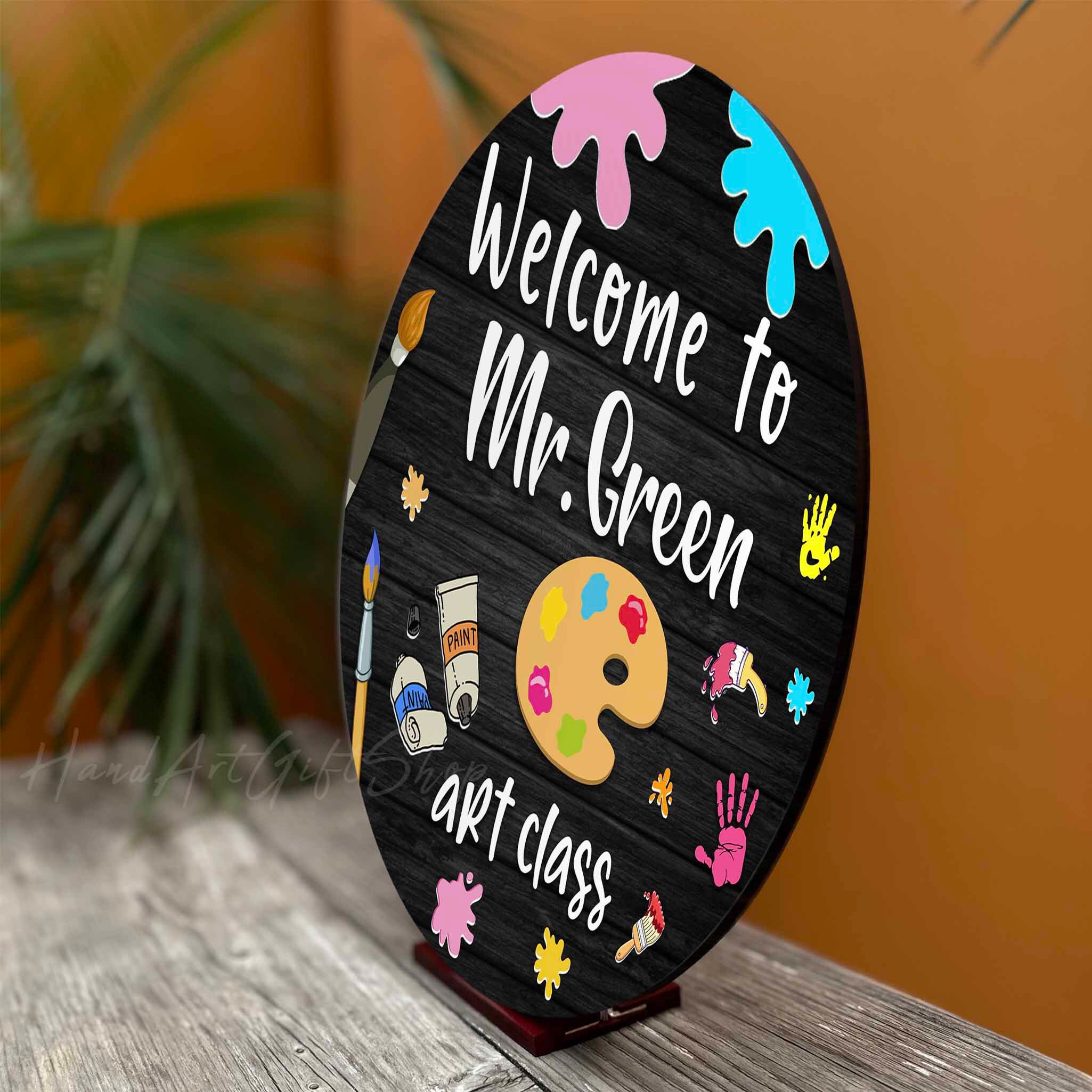 Personalized Art Teacher Hanging Door Sign, Teacher Art Class Sign, Art ...