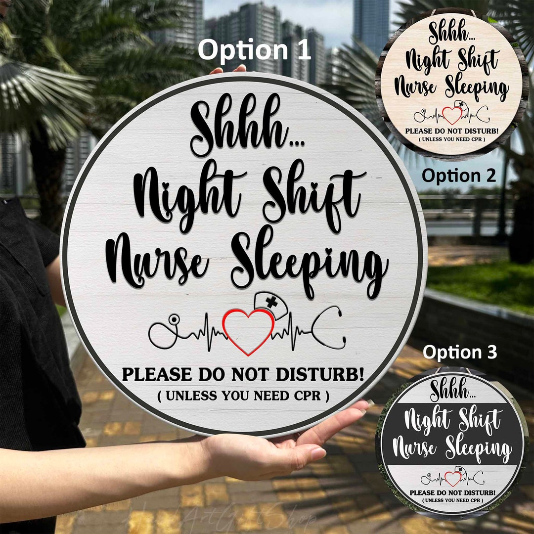 Nurse Sleeping Door Sign, Night Shift Nurse Round Sign, Do Not Disturb ...