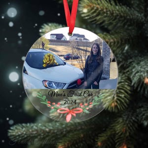 First Car Christmas Ornament, Personalized Photo New Car Ornament 2024 ...