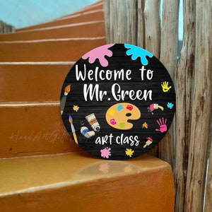 Personalized Art Teacher Hanging Door Sign, Teacher Art Class Sign, Art ...