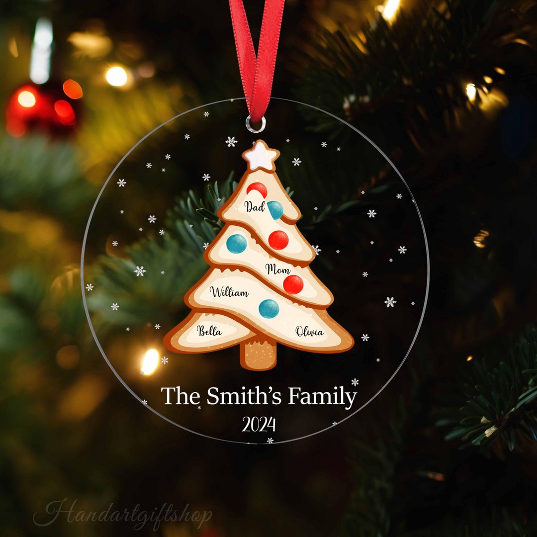 Family Tree Glass Ornament, Custom Family Name Ornament, Family ...