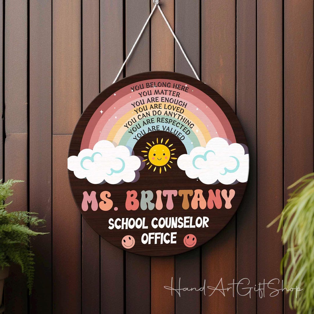 School Counselor Wooden Door Sign, School Psychologists Personalized ...