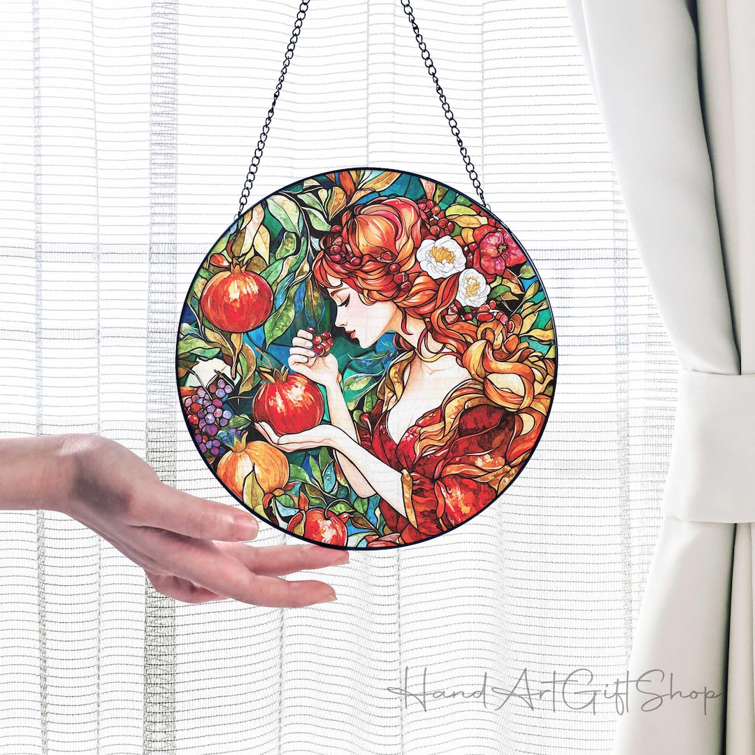 Persephone Stained Glass Suncatcher, Persephone Greek Goddess Window ...