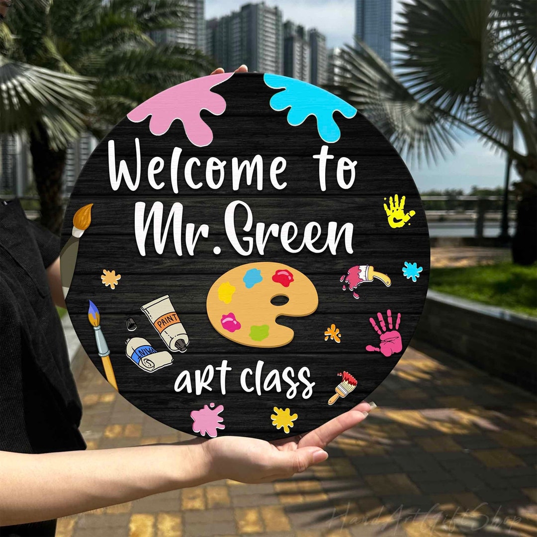 Personalized Art Teacher Hanging Door Sign, Teacher Art Class Sign, Art ...