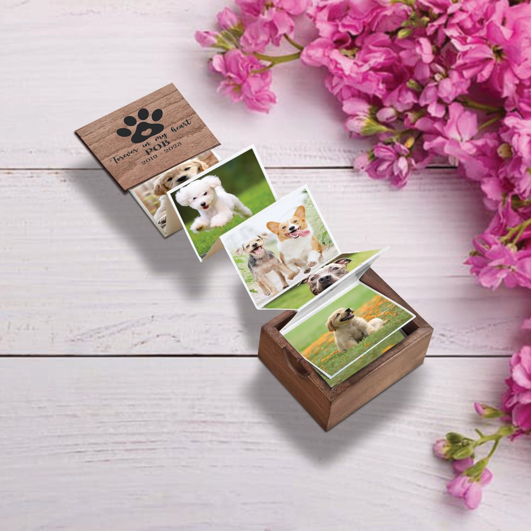Pet Memorial Photo Box, Custom Pull Out Pet Photo, Wooden Pet Photo Box ...