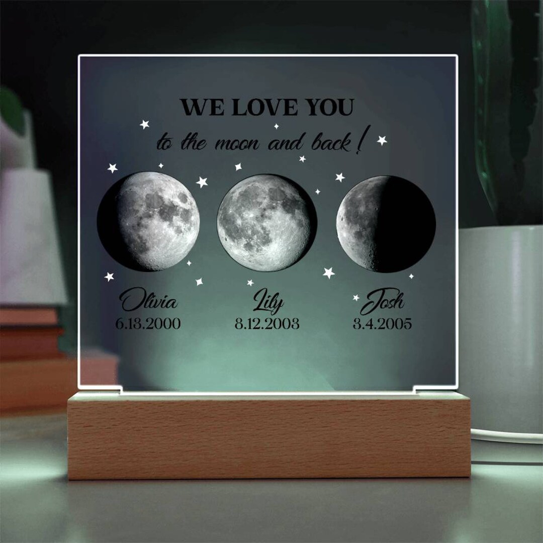 Personalised Moon Phase Acrylic Plaque to Dad, Fathers Day Gift for Dad ...