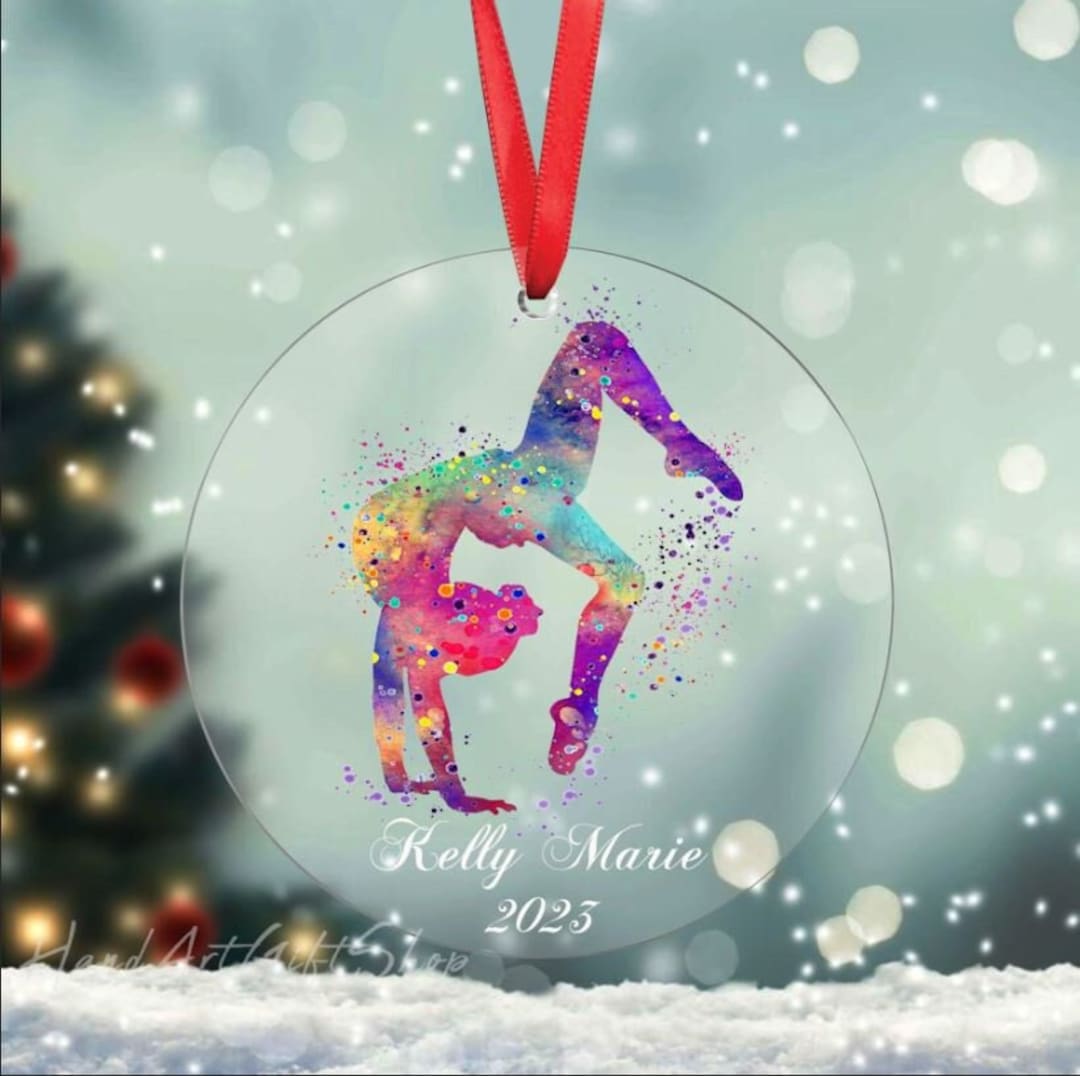 Personalized Gymnastics Acrylic Ornament, Gymnastics Christmas Ornament ...