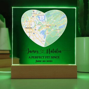 Personalized Heart Map Acrylic Sign, Anniversary Gifts for Couple, Long ...
