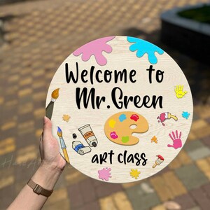 Personalized Art Teacher Hanging Door Sign, Teacher Art Class Sign, Art ...