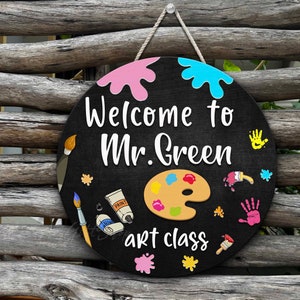 Personalized Art Teacher Hanging Door Sign, Teacher Art Class Sign, Art ...