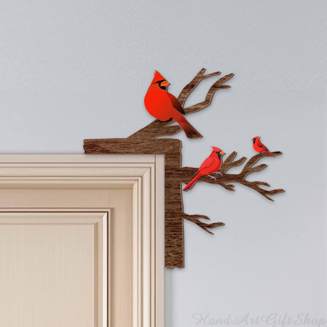 Cardinal Wooden Door Frame Sign/cardinal Door Trim Topper/red Birds ...