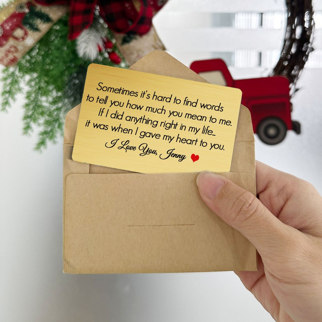 Engrave Metal Wallet Gift Note Card, Personalized Metal Wallet Insert ...