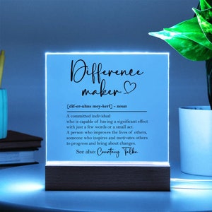 Difference Maker Definition Plaque, Meaningful Present for Teacher ...