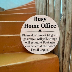 Busy Home Office Door Hanger, Working From Home Door Sign, Please Do ...