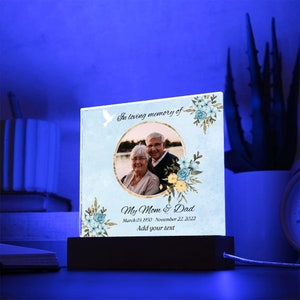 Memorial Plaque With Photo, Personalized Acrylic Plaque With LED, in ...