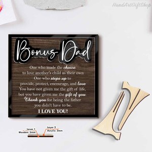 To My Bonus Dad Gift, Bonus Dad Custom Plaque, Father's Day Gift for ...
