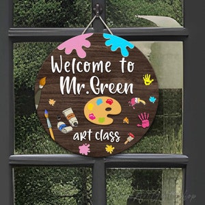 Personalized Art Teacher Hanging Door Sign, Teacher Art Class Sign, Art ...